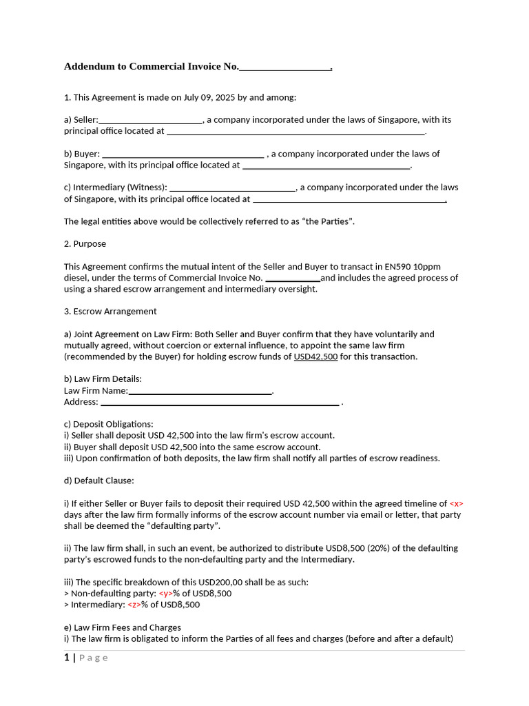 Draft Three Party Agreement-Addendum | PDF | Private Law | Business Law