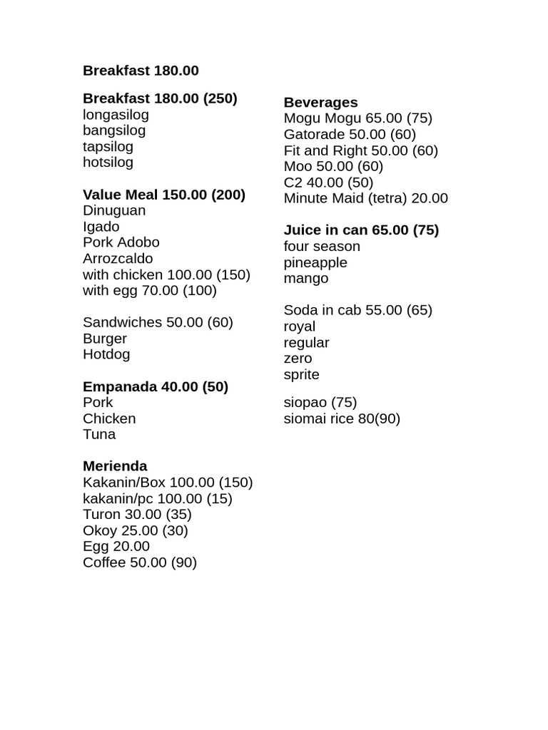 Breakfast 18000 | PDF