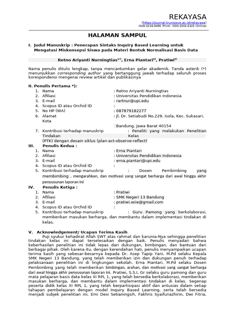 Penerapan Sintaks Inquiry Based Learning Untuk Mengatasi Miskonsepsi ...