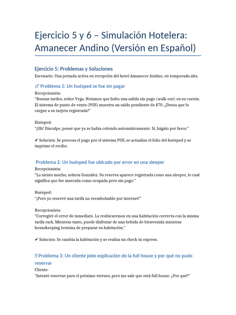 Ejercicio 5 y 6 Amanecer Andino Espanol | PDF