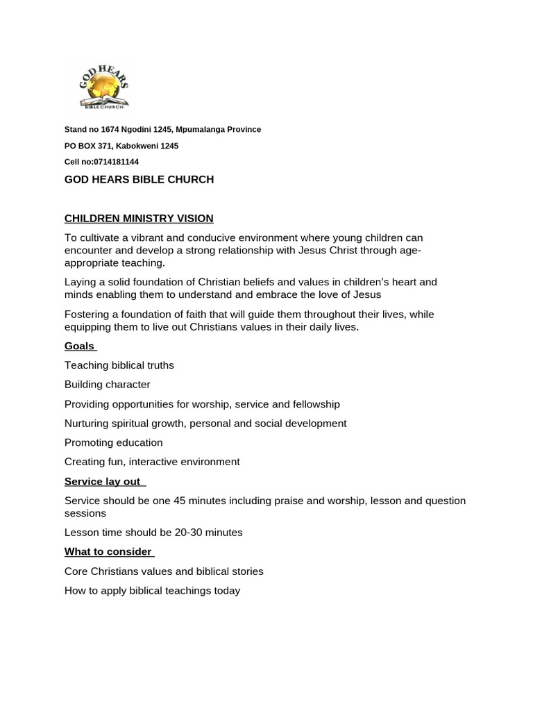 Children's Ministry Program Outline | PDF