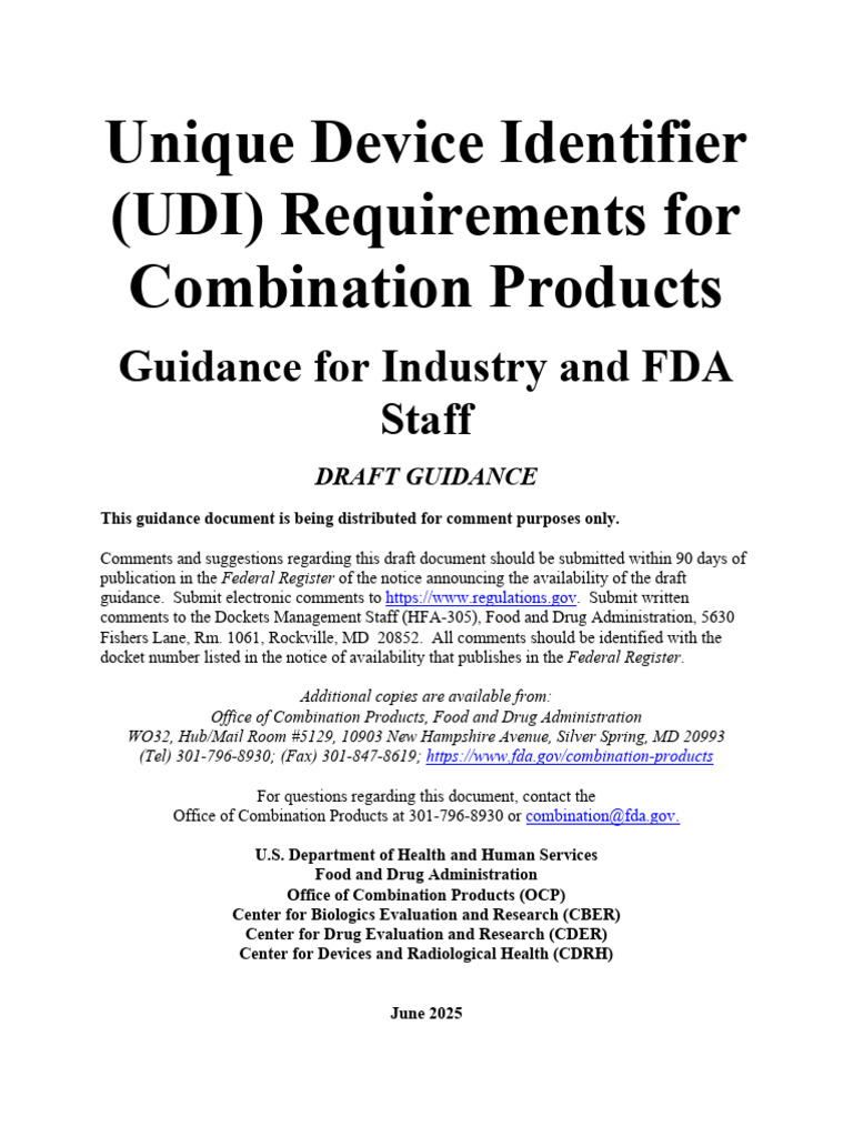 Unique Device Identifier - (UDI) Requirements | PDF | Food And Drug Administration ...