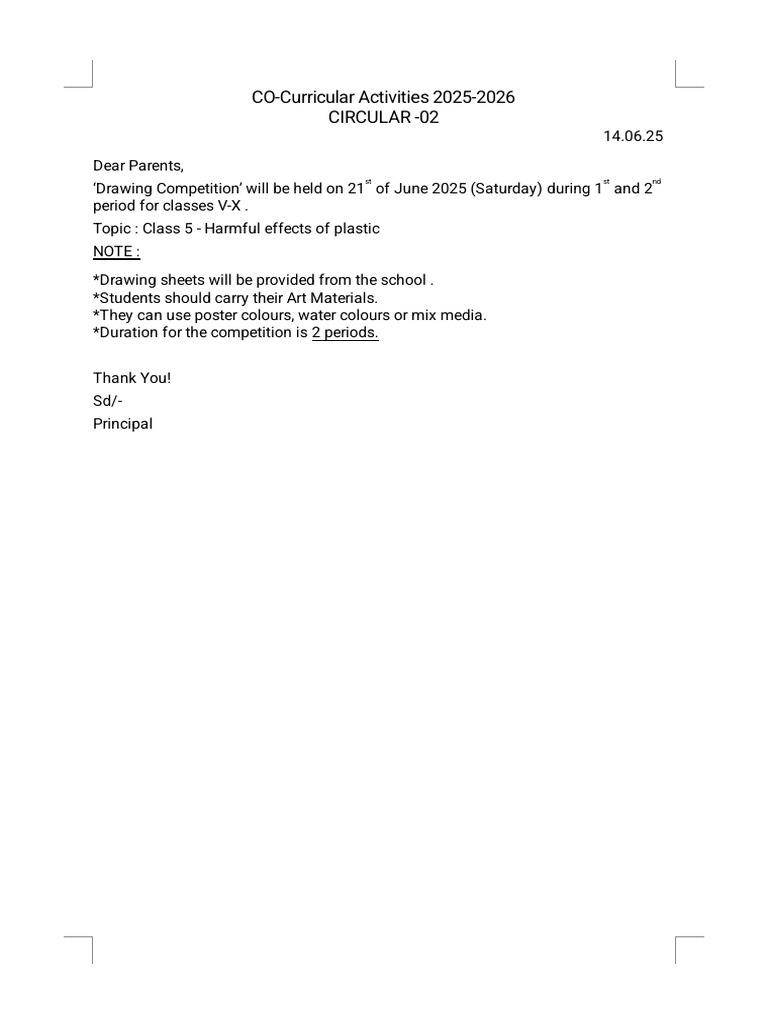 Class 5 Drawing Competition Topic | PDF