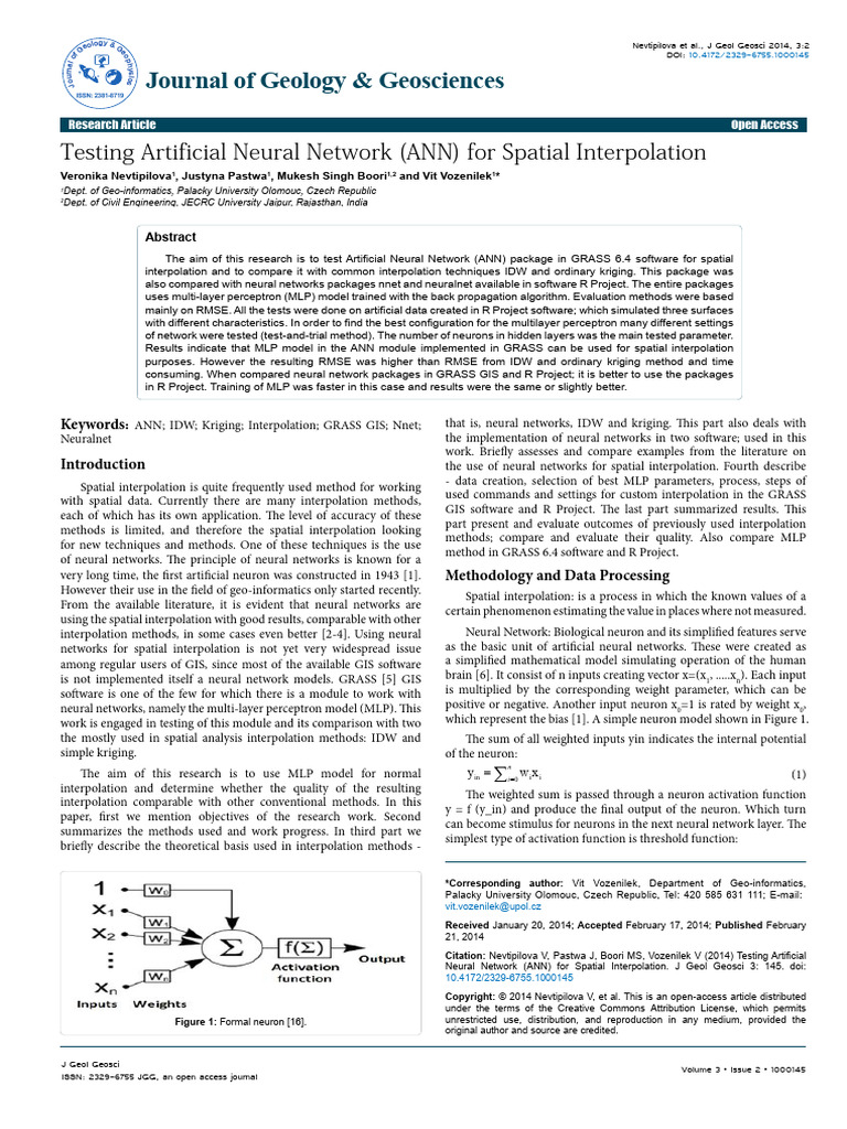 Artificial Neural Network Ann For Spatial Interpolation 2329 6755. ...