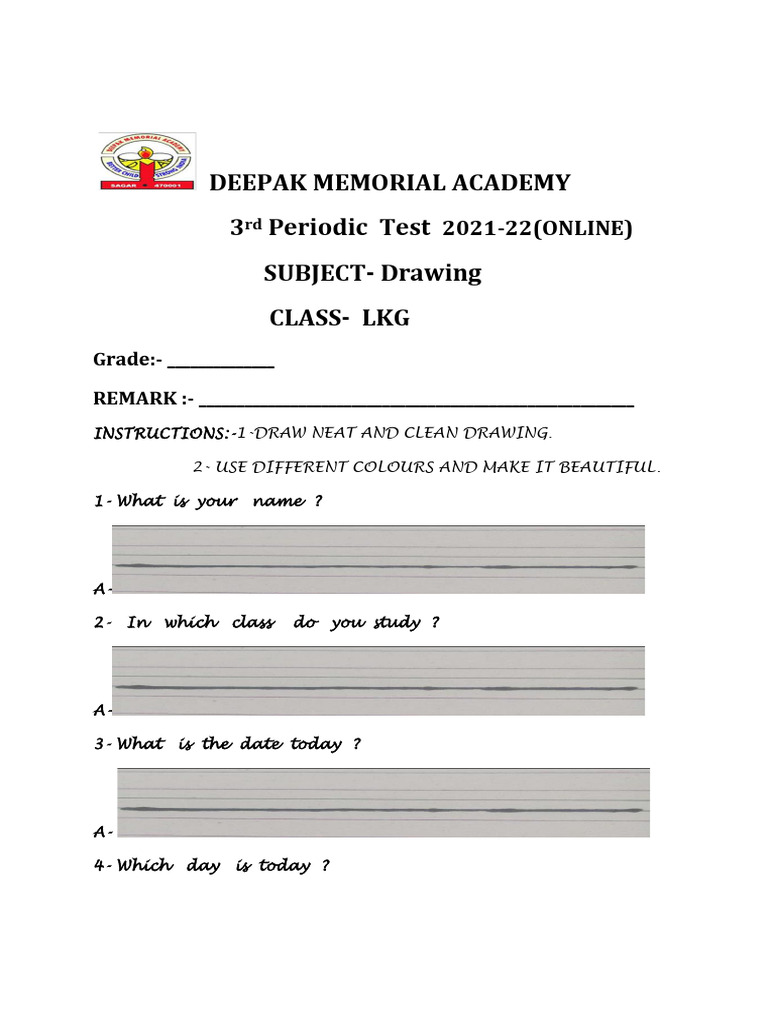 LKG Drawing Test Paper 2021-22 | PDF