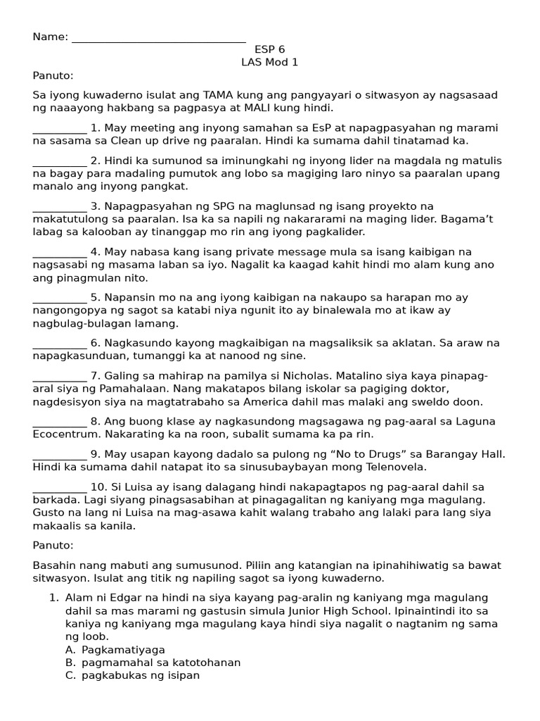 LAS Q1 Mod1 EsP MJBier | PDF