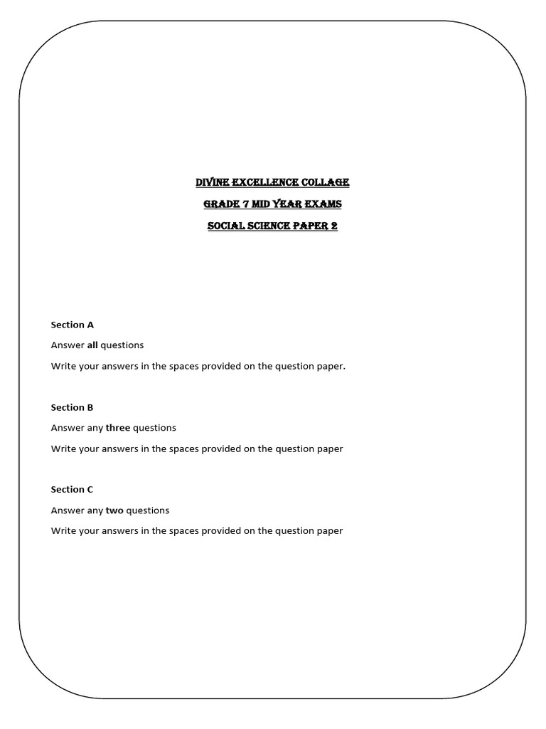 Grade 7 Social Science Exam Paper 2 | PDF