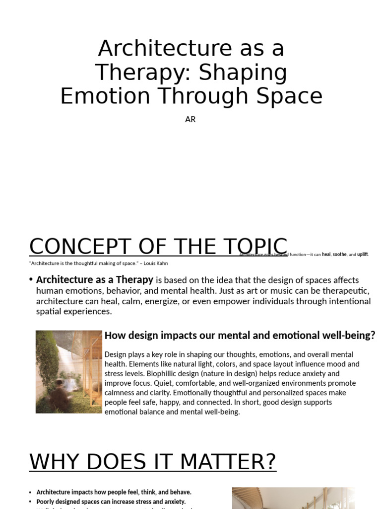 Architecture as Emotional Therapy | PDF | Mental Health | Behavioural ...