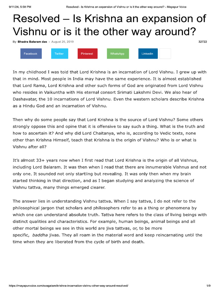 Difference Between Vishnu and Krishna | PDF