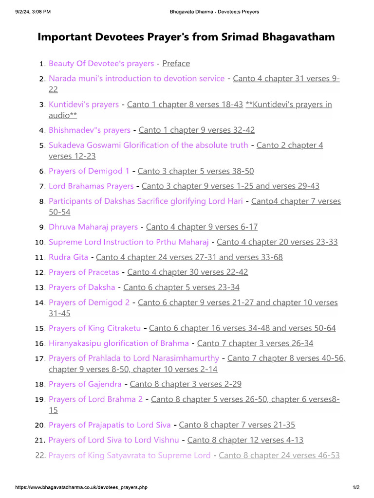 Important Devotees Prayers From SB | PDF