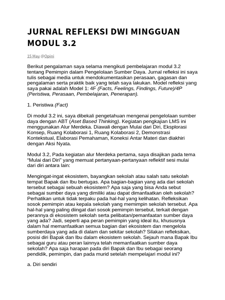 Refleksi Pembelajaran Modul 3.2 | PDF
