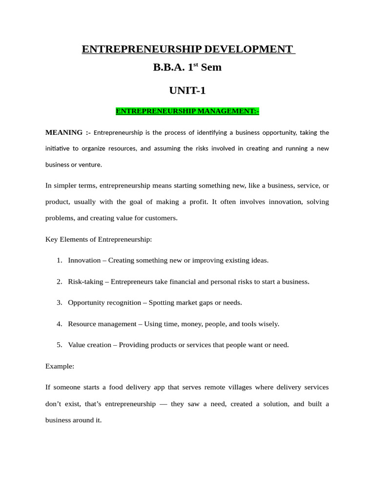 Entrepreneurship Development | PDF | Franchising | Entrepreneurship