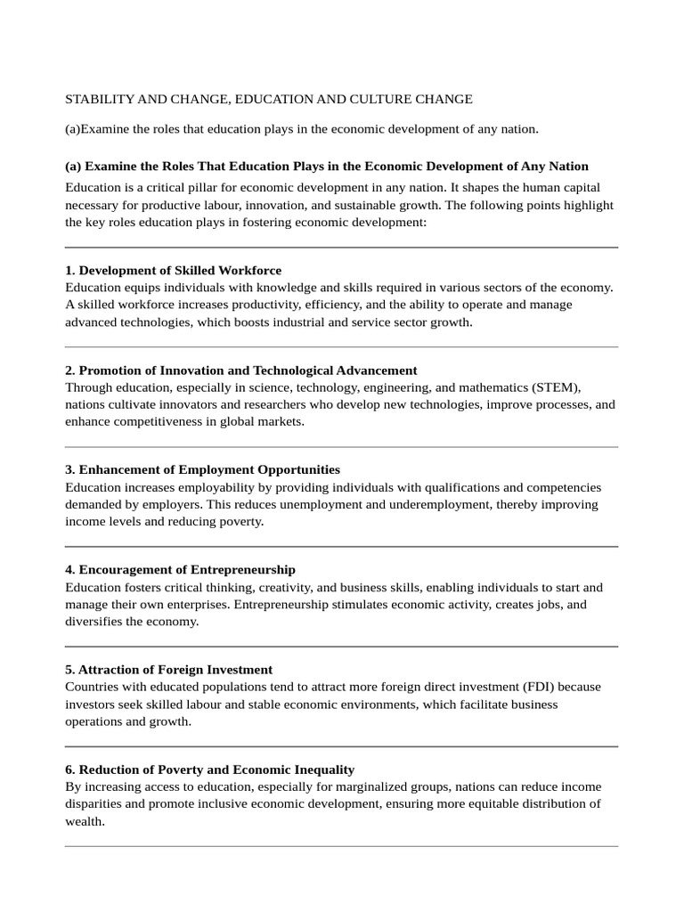 Education's Role in Economic Growth and Stability | PDF | Governance ...
