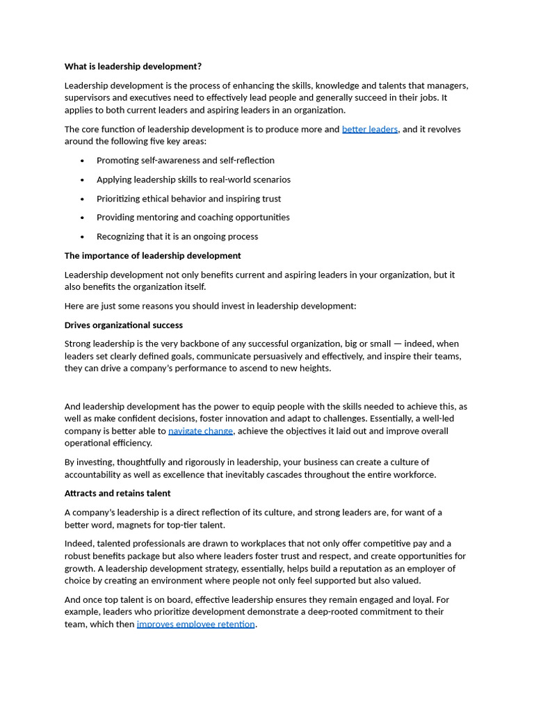 Leadership Development Essentials Guide | PDF | Mentorship | Leadership