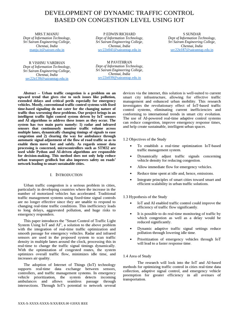 IEEE - Conference Paper Final | PDF | Traffic | Internet Of Things