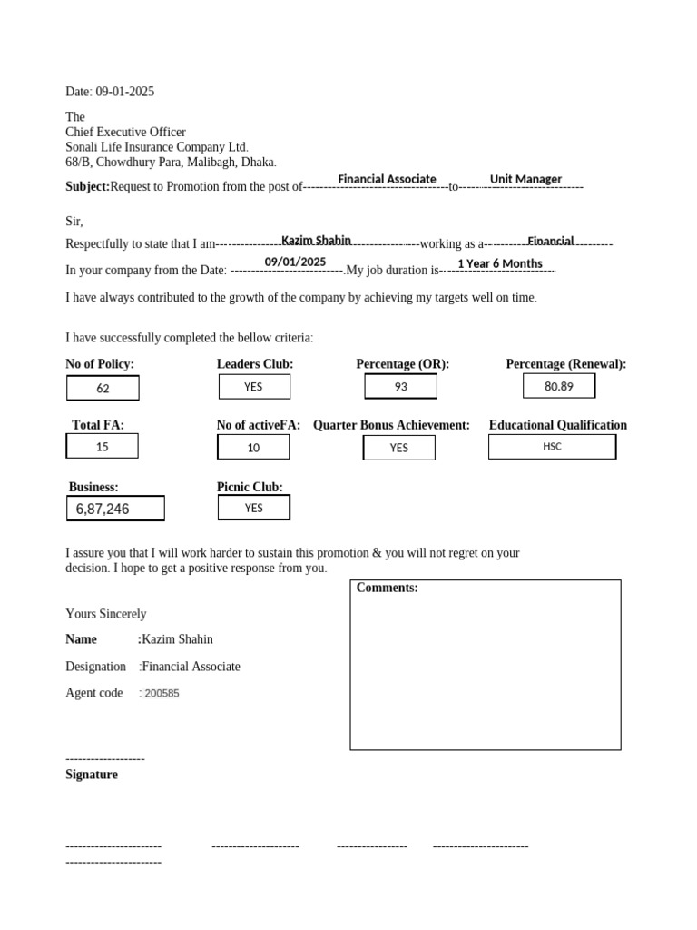 Promotion Request Letter Template | PDF