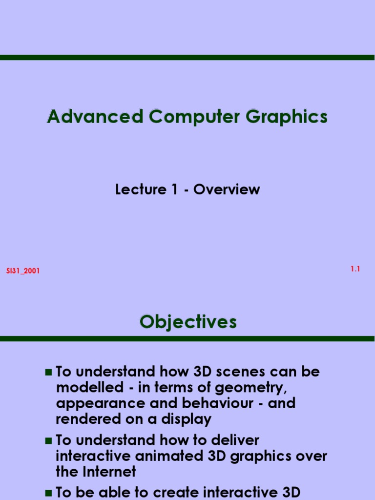 Advanced Computer Graphics Lecture 1 Overview Pdf Rendering