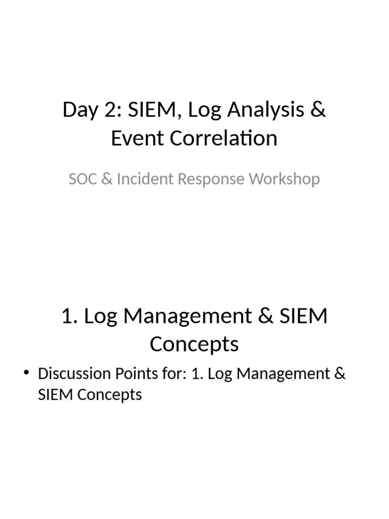 SIEM & Log Analysis Workshop Day 2 | PDF