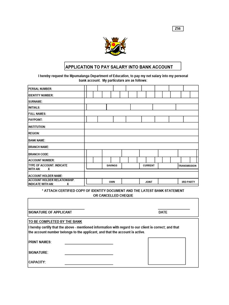Z56 Salary Payment Application Form | PDF