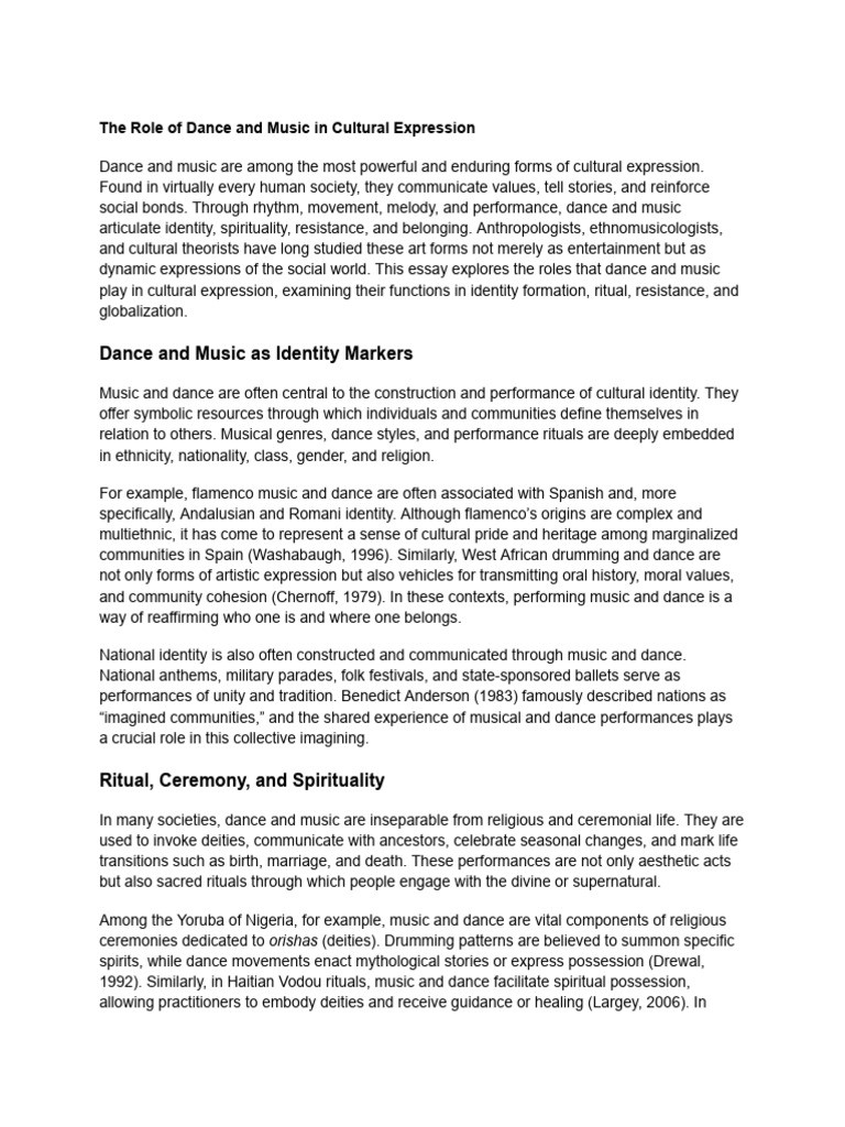 Dance and Music in Cultural Identity | PDF | Dances