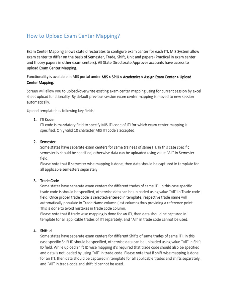 Uploading Exam Center Mapping Guide | PDF | Computing | Software
