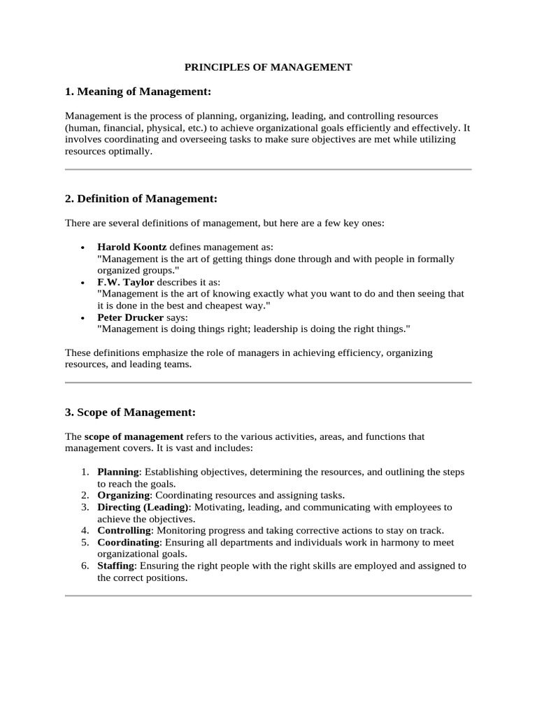 Principles of Management Unit 1 | PDF | Policy | Goal