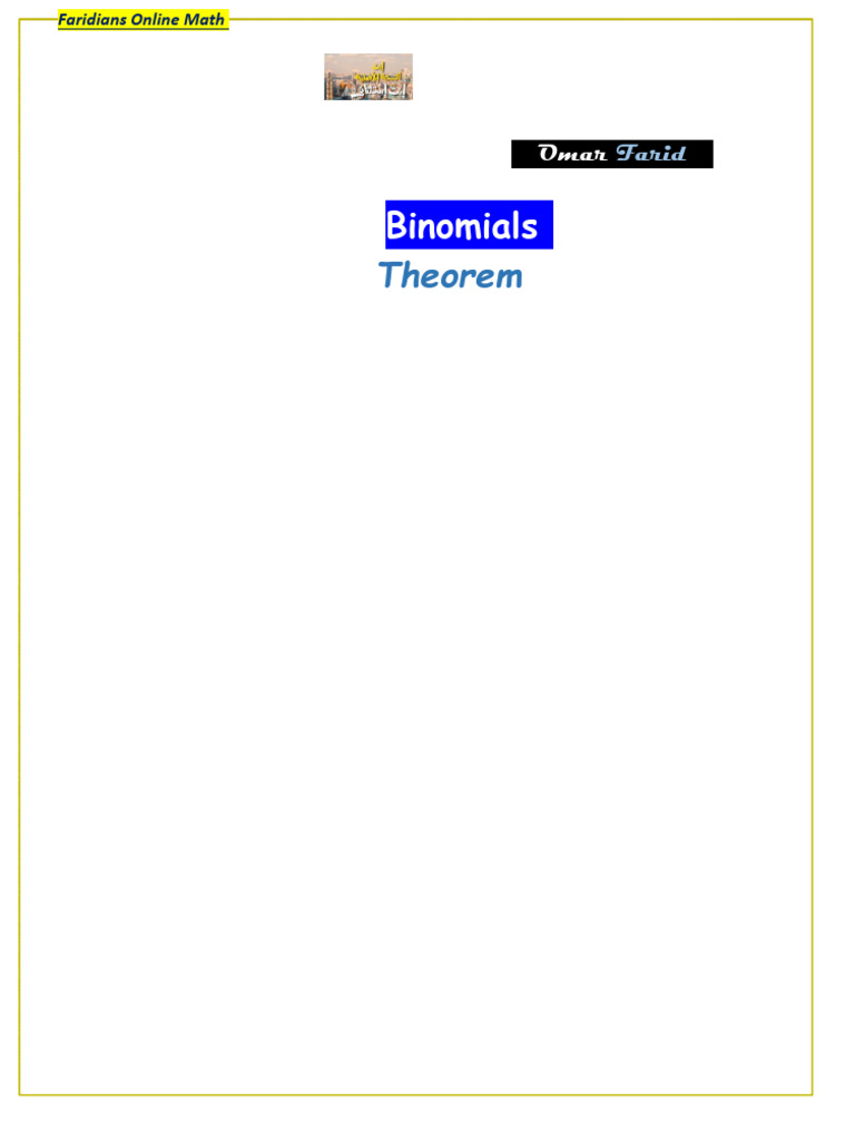 Binomial Expansion (Handouts) | PDF | Mathematical Analysis | Science