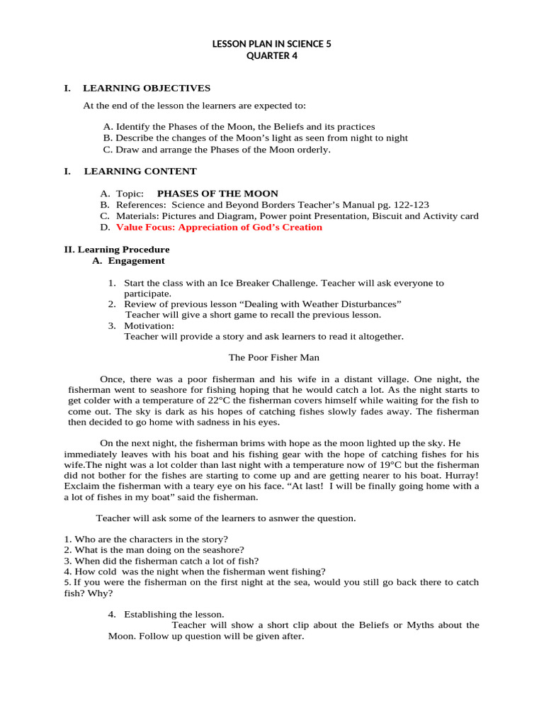 Phases of the Moon Lesson Plan | PDF | Moon | Astronomy