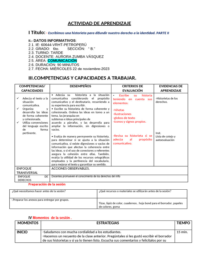 Actividad de Aprendizaje-Historietas Parte 2. | PDF | Cómics | Escritura