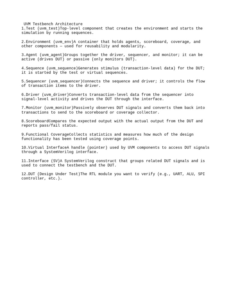 UVM Testbench Architecture Overview | PDF