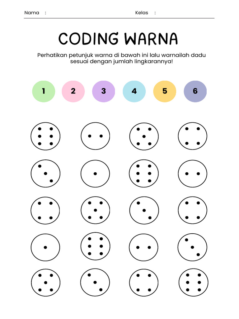 Coding Warna Lembar Kerja Kuning Hijau Biru Sederhana | PDF
