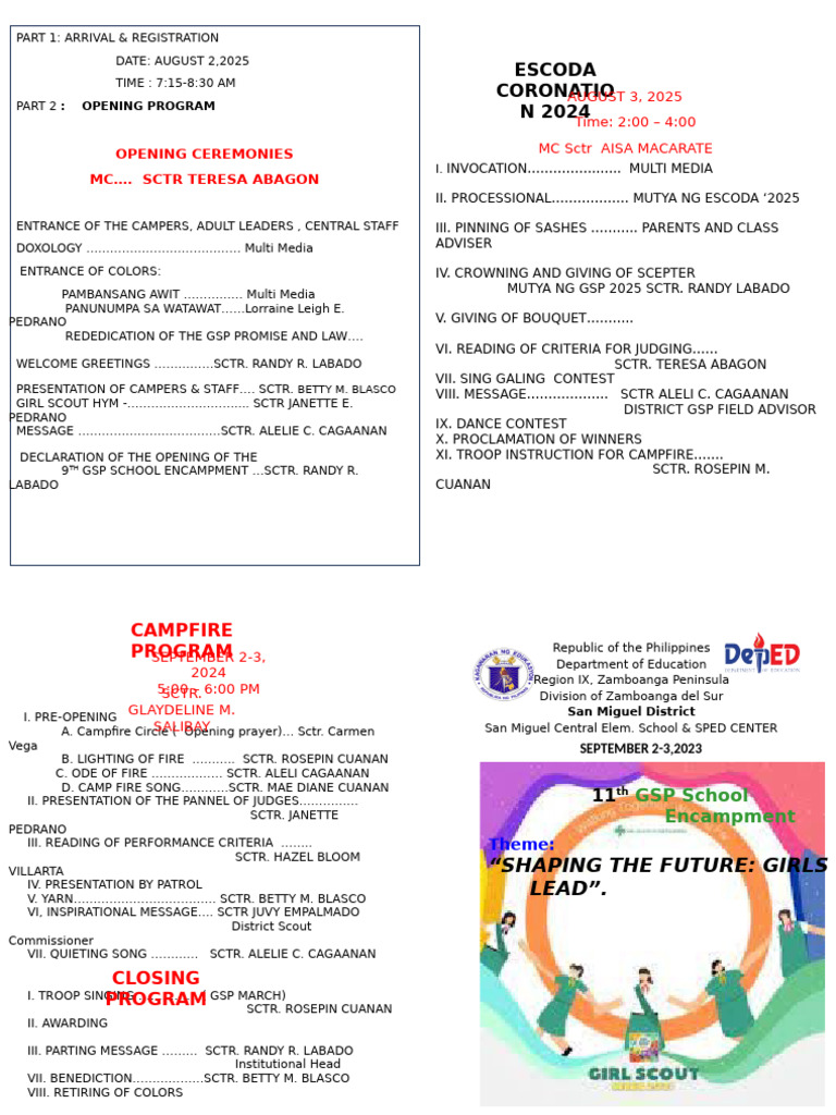 GSP School Encampment Program 2025 | PDF