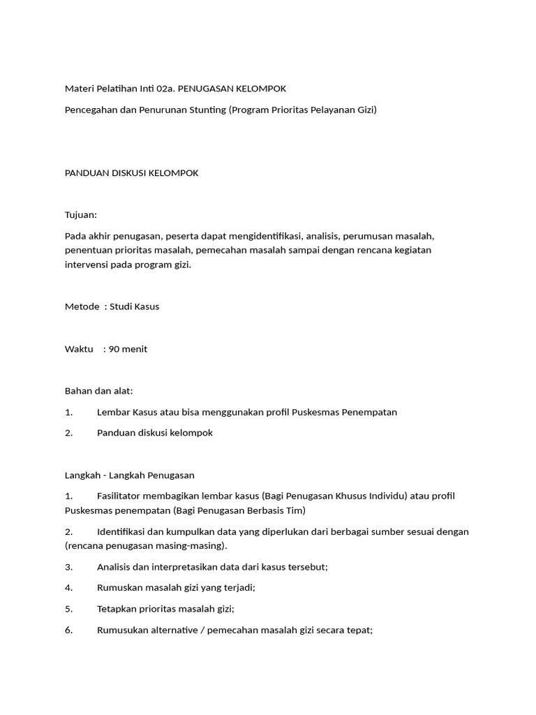 V.1.Penugasan Materi Pelatihan Inti 02a ( Gizi ) | PDF