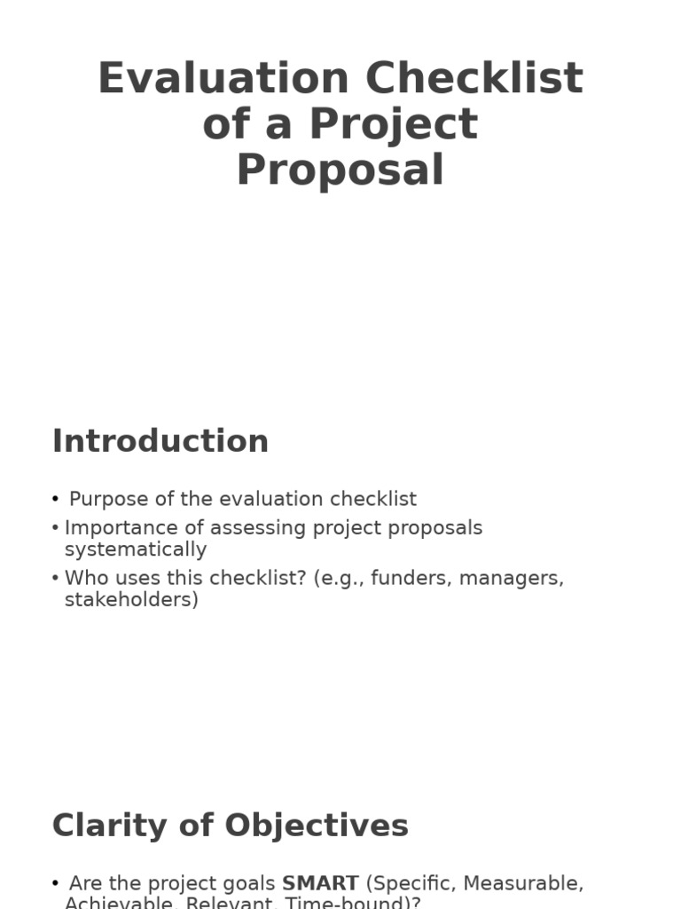 Project Evaluation Checklist | PDF