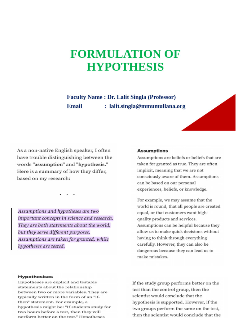 Formulation Of Hypothesis Ppt(1) | Pdf