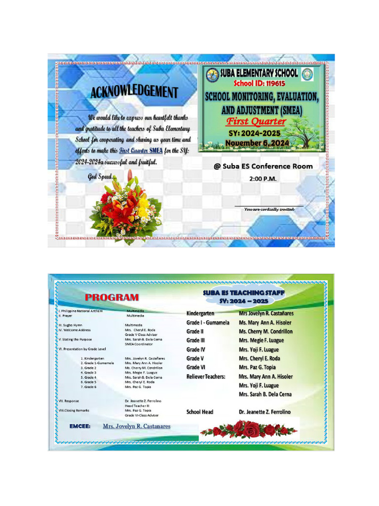 Program SMEA 1st Quarter | PDF
