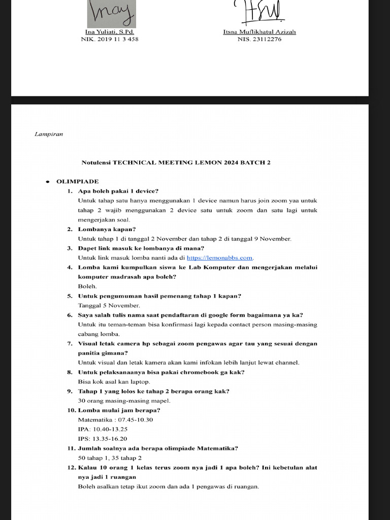 Berita Acara TM Lemon .PDF - Google Drive | PDF