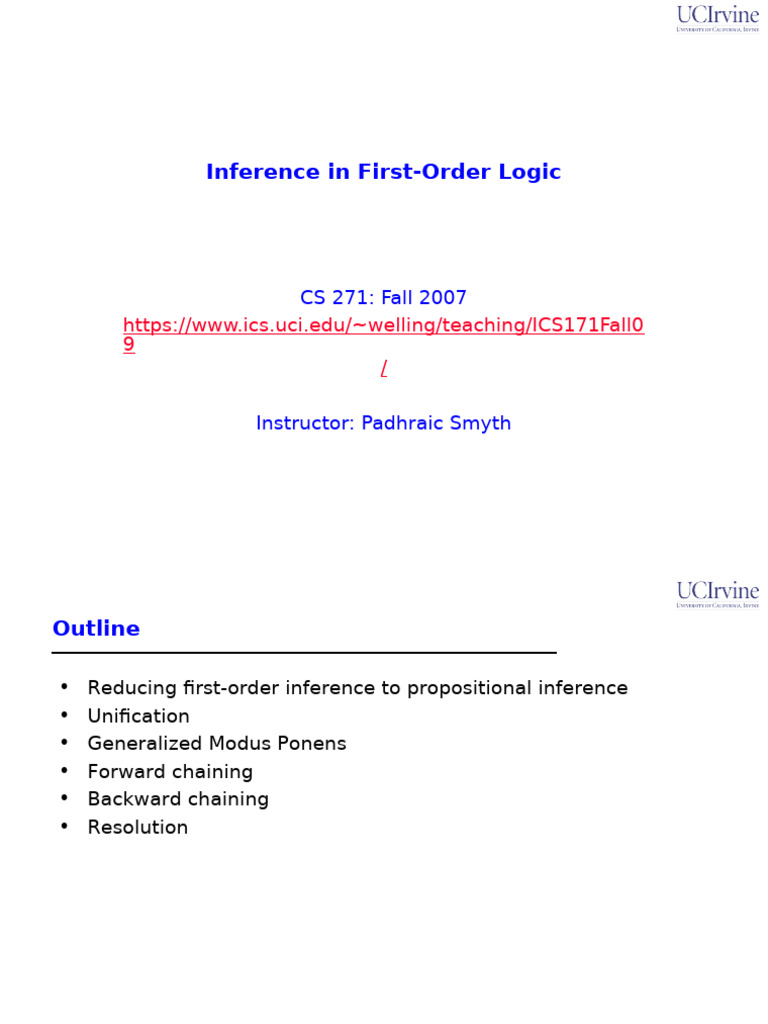 Others Topic9 First Order Inference | PDF | First Order Logic | Formalism (Deductive)