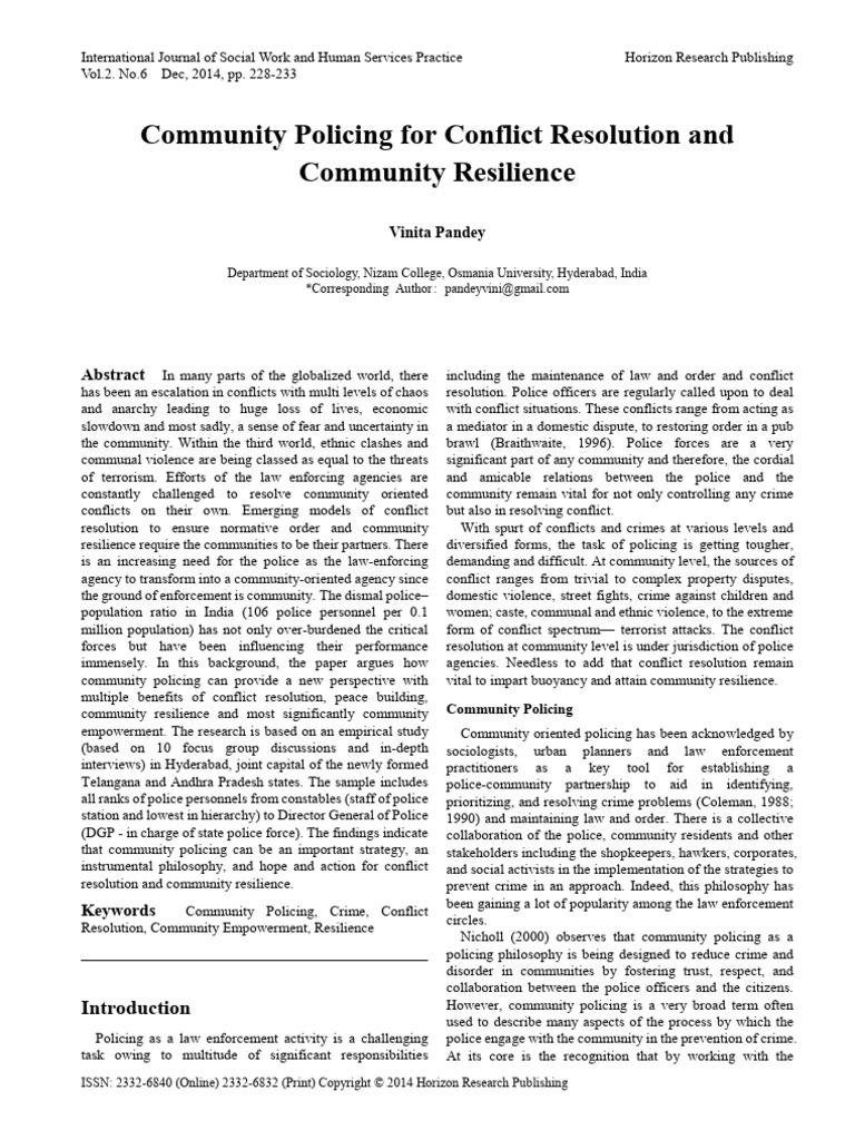 Community Policing For Conflict Resolution and Community 37njm1uhzi ...