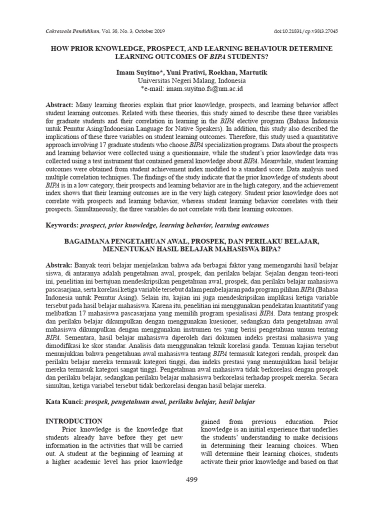 How Prior Knowledge Prospect and Learning Behaviou | PDF | Learning ...
