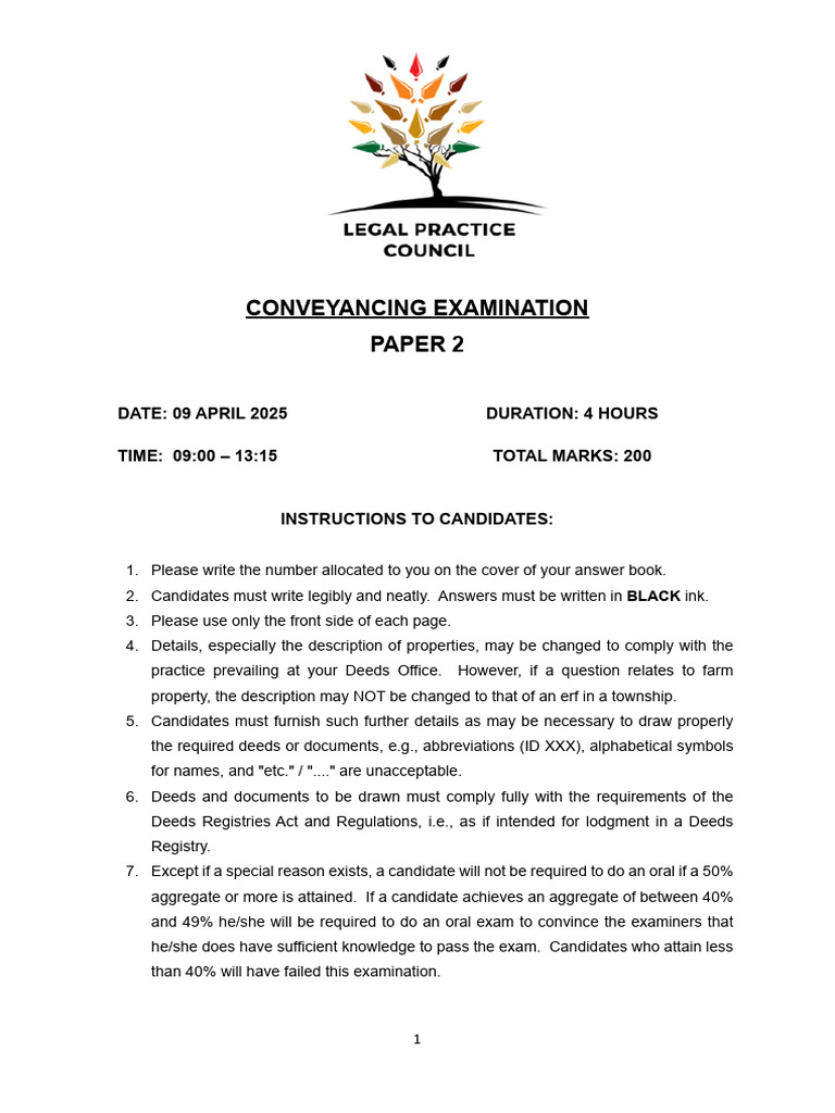 Conveyancing Exam Paper 2 - 2025 | PDF | Deed | Mortgages
