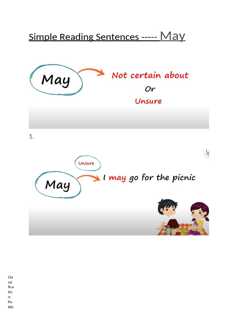 Simple Reading Sentence - May | PDF