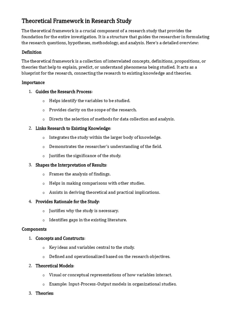 Theoretical Framework Significance of The Study Scope and Limitations ...