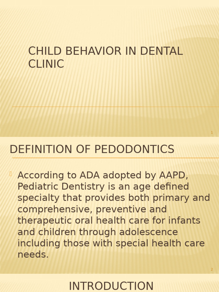Child Behaviour in Dental Clinic | PDF | Fear | Behavioural Sciences