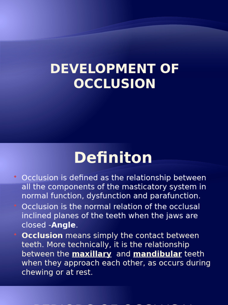 Development of Occlusion 2 | PDF | Dental Anatomy | Tooth