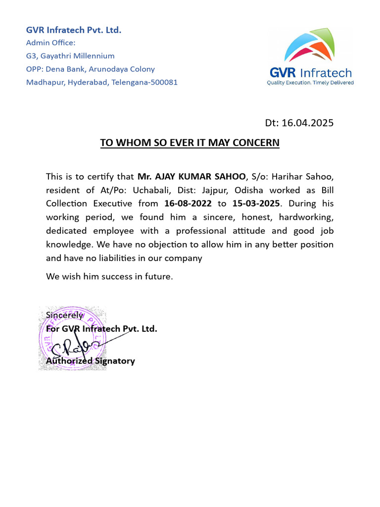 Experience Certificate Ajay | PDF