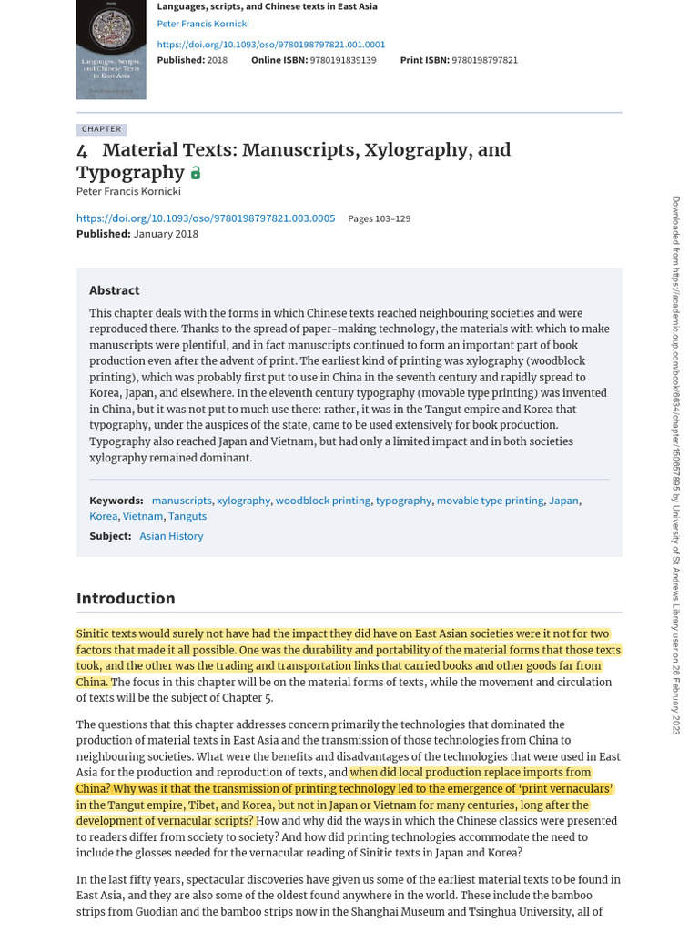 4 Material Texts - Manuscripts, Xylography, and Typography | PDF ...