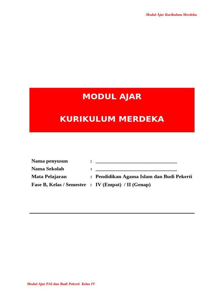 Modul Ajar Kelas 4 SMT 2 | PDF