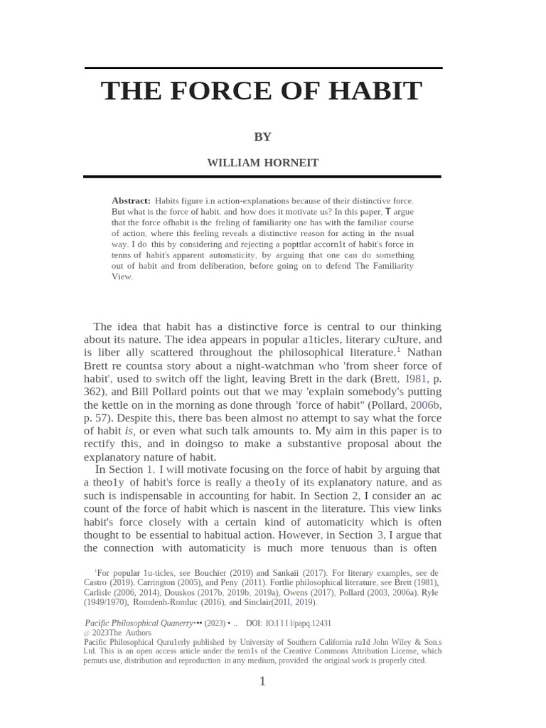 The Force of Habit | PDF | Reason | Habits