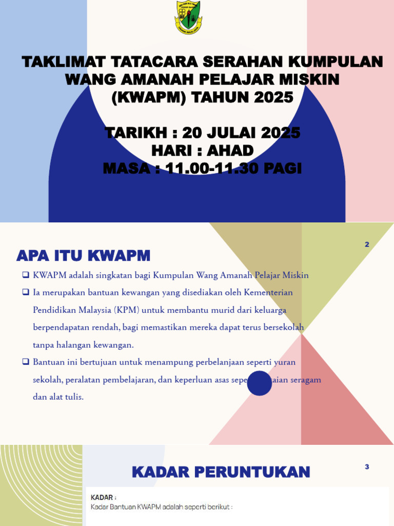Taklimat Tatacara Serahan Kumpulan Wang Amanah Pelajar Miskin | PDF